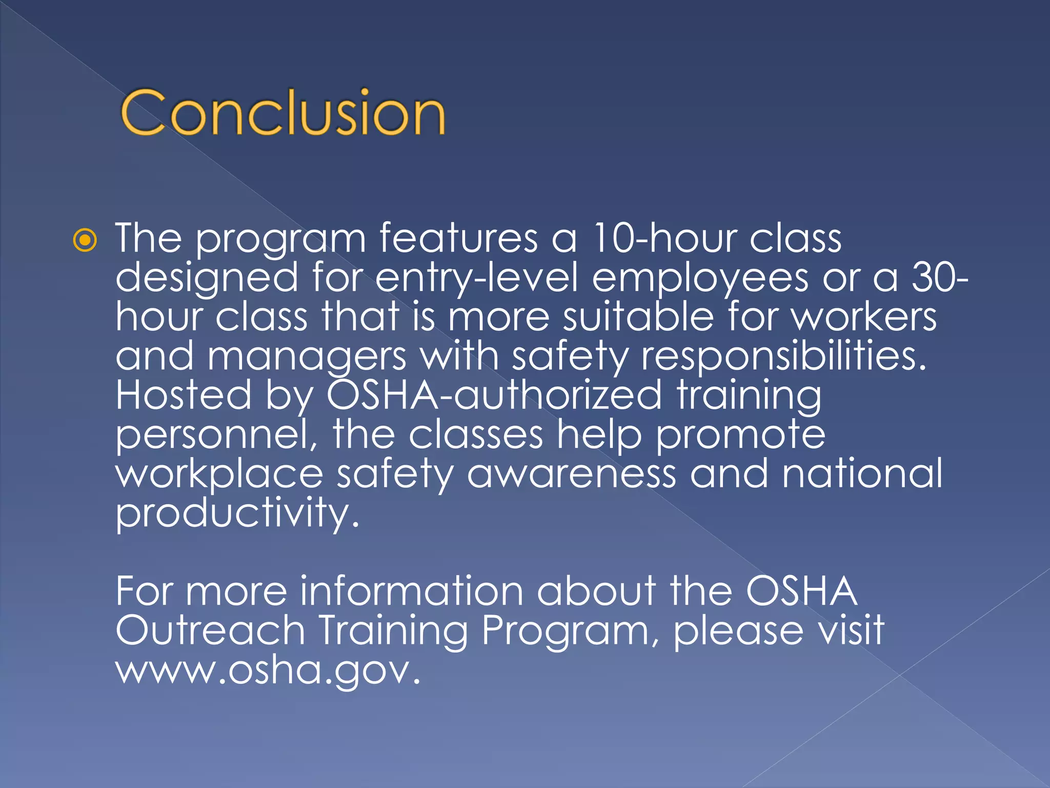 OSHA’s Outreach Training Program | PPTX