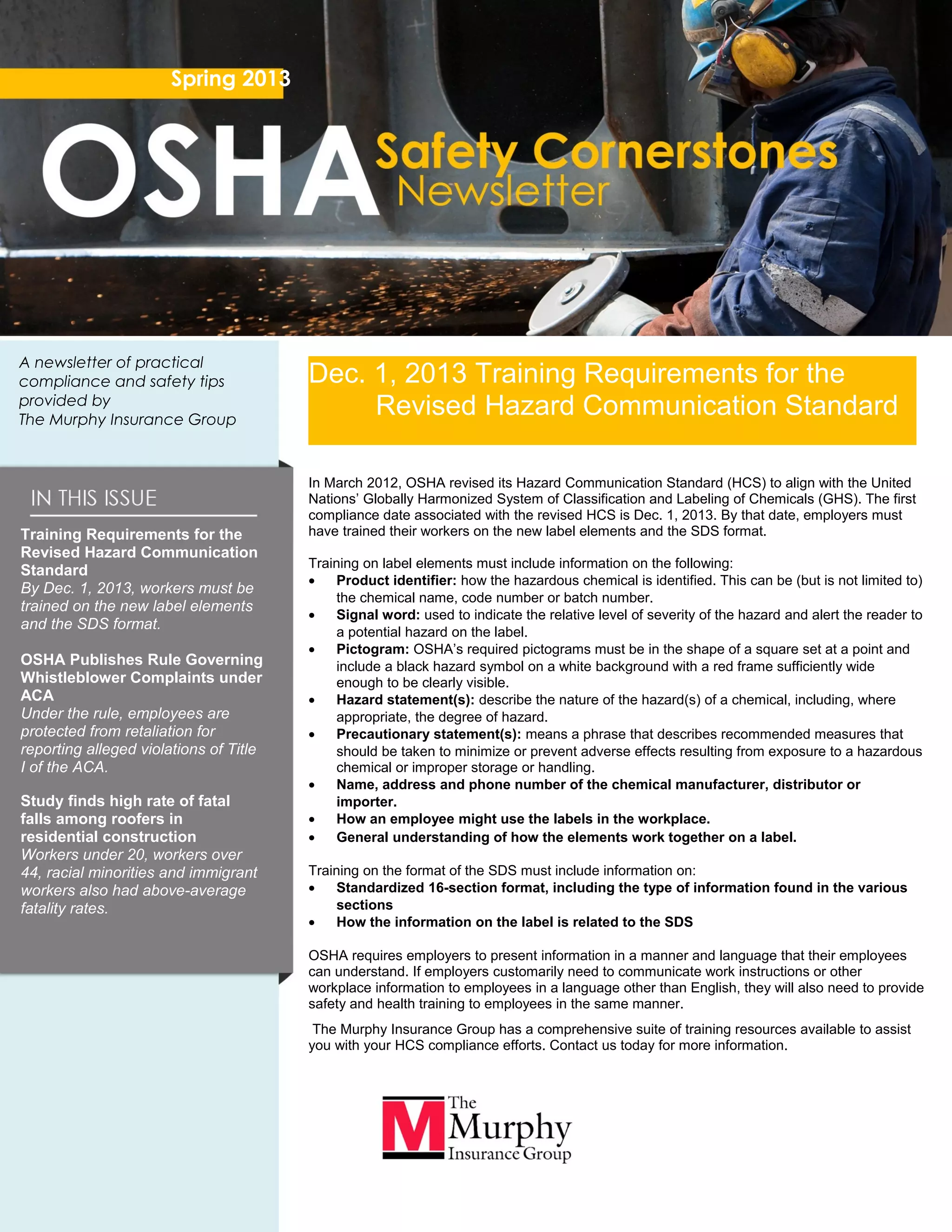 Osha spring 2013 updates | PDF