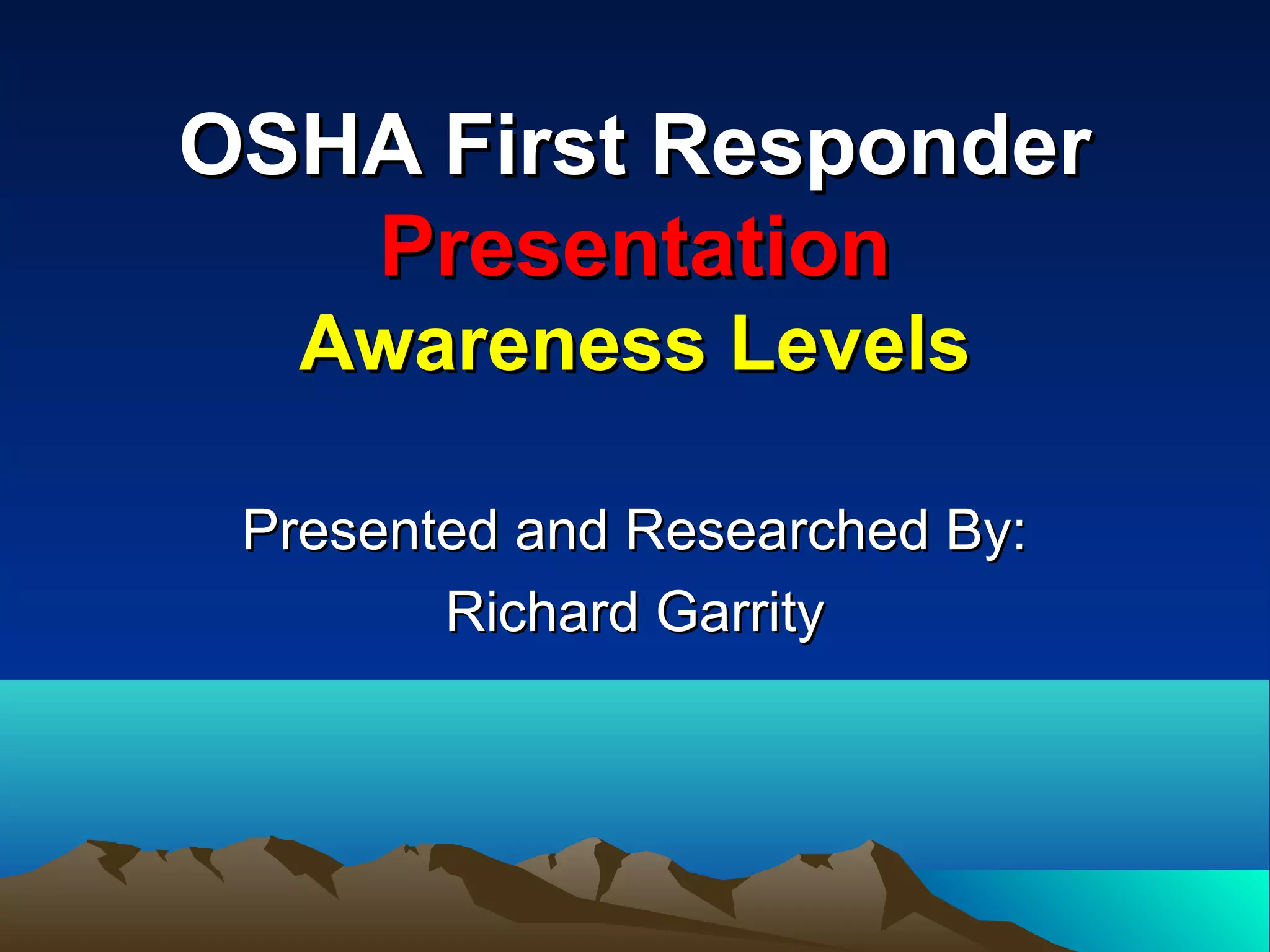 OSHA Basic Training & Awareness- 01-20-2005 | PPT