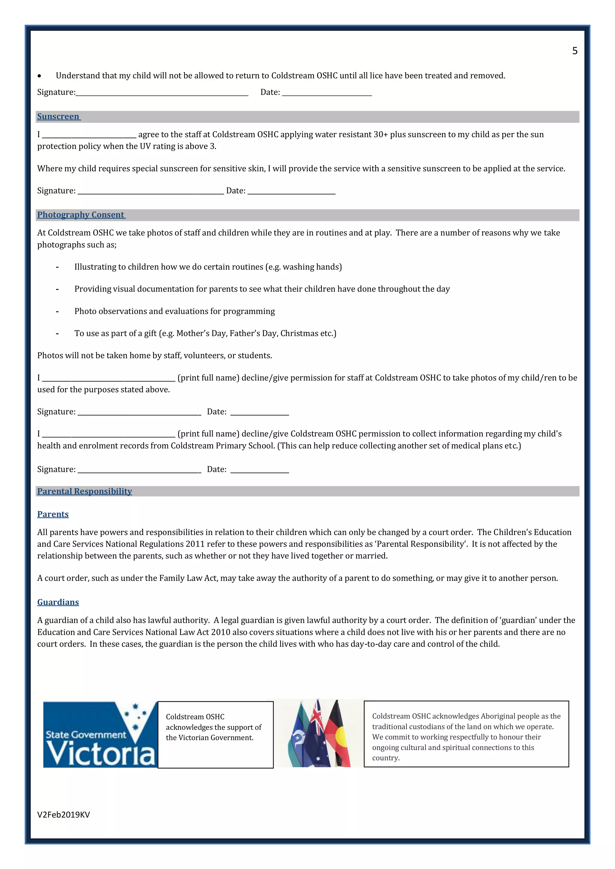 Oshc enrolment form 2019 | PDF