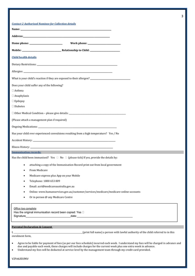 Oshc enrolment form 2019 | PDF | First Aid | Injuries