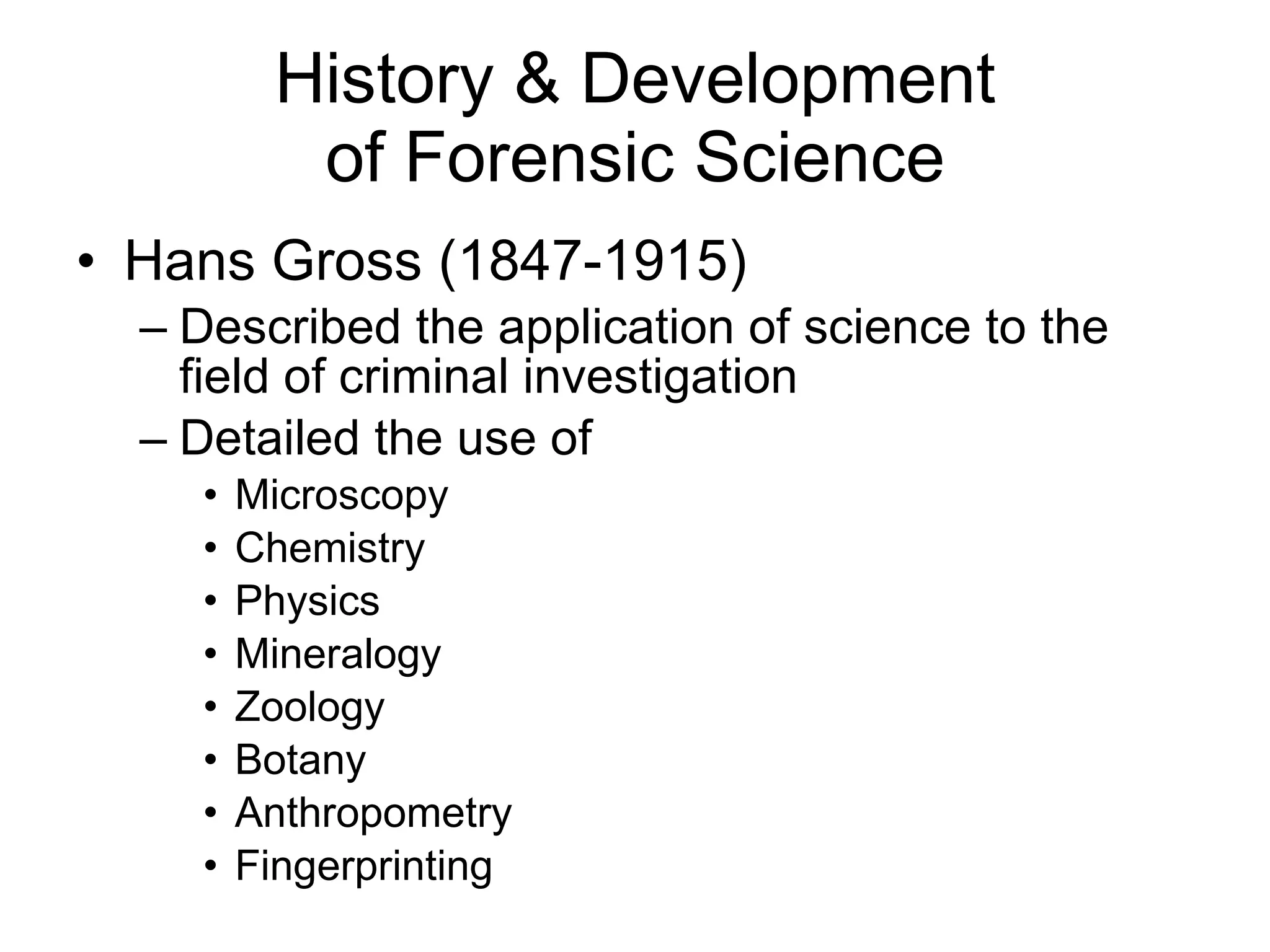 Overview History of Forensic Science | PPT