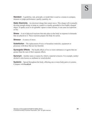 Osh glossary | PDF | First Aid | Injuries