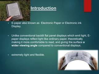 Electronic-Paper (amazon's kindle e-paper) | PPTX