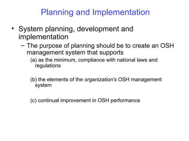 Safety and Health Management Systems (OSHMS) 2003 | PPT | Human ...