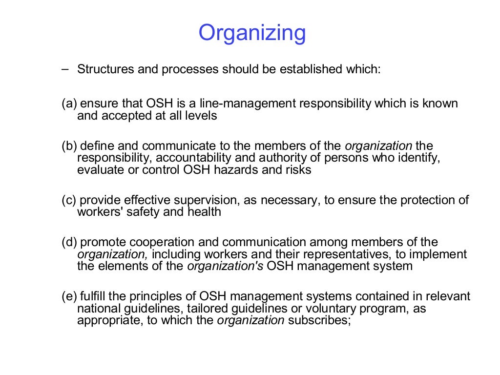 Safety and Health Management Systems (OSHMS) 2003