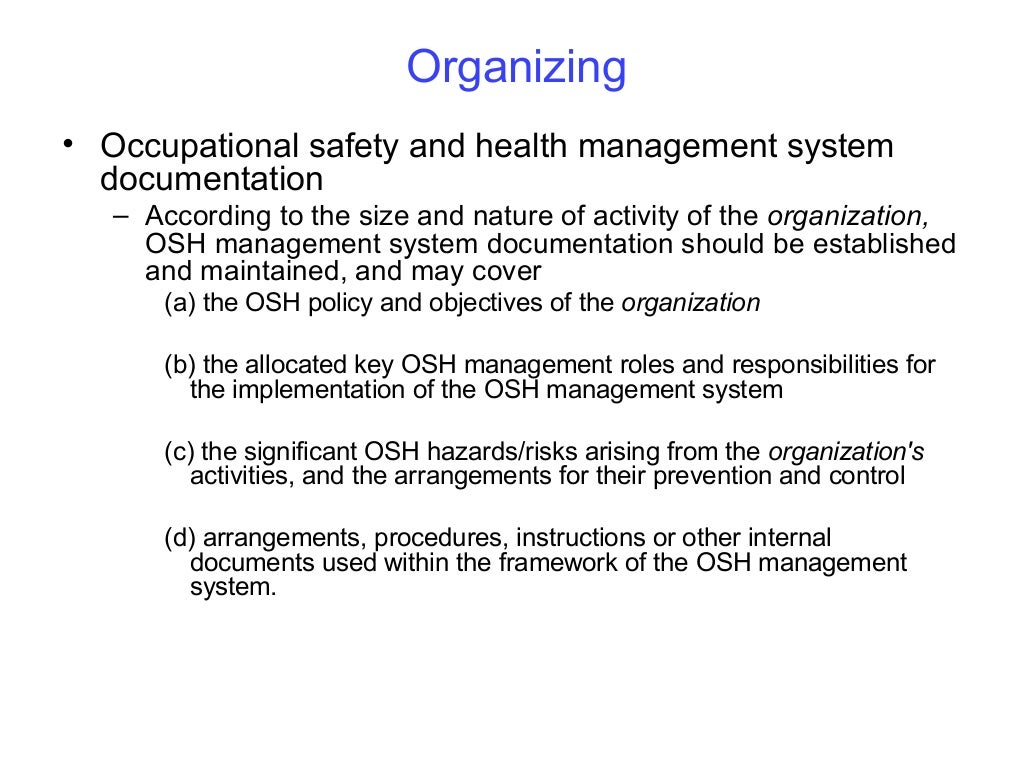 Safety and Health Management Systems (OSHMS) 2003