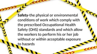 OSHS.pptx Occupational Health and Safety in Technology and Livelihood ...