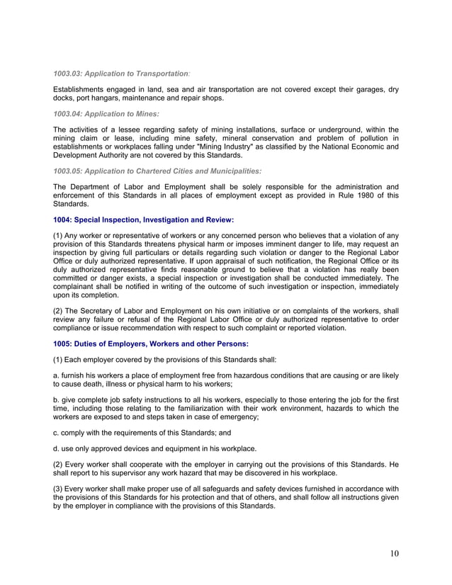 Osh standard (yellow book)