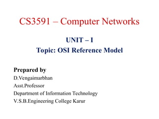 Unit -I OSI Model in cs3591 Computer networks | PPT | Computer Networking | Computing