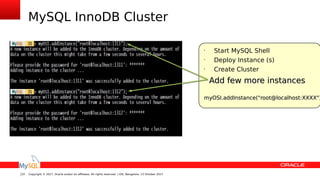 MySQL InnoDB Cluster and Group Replication - OSI 2017 Bangalore | PDF