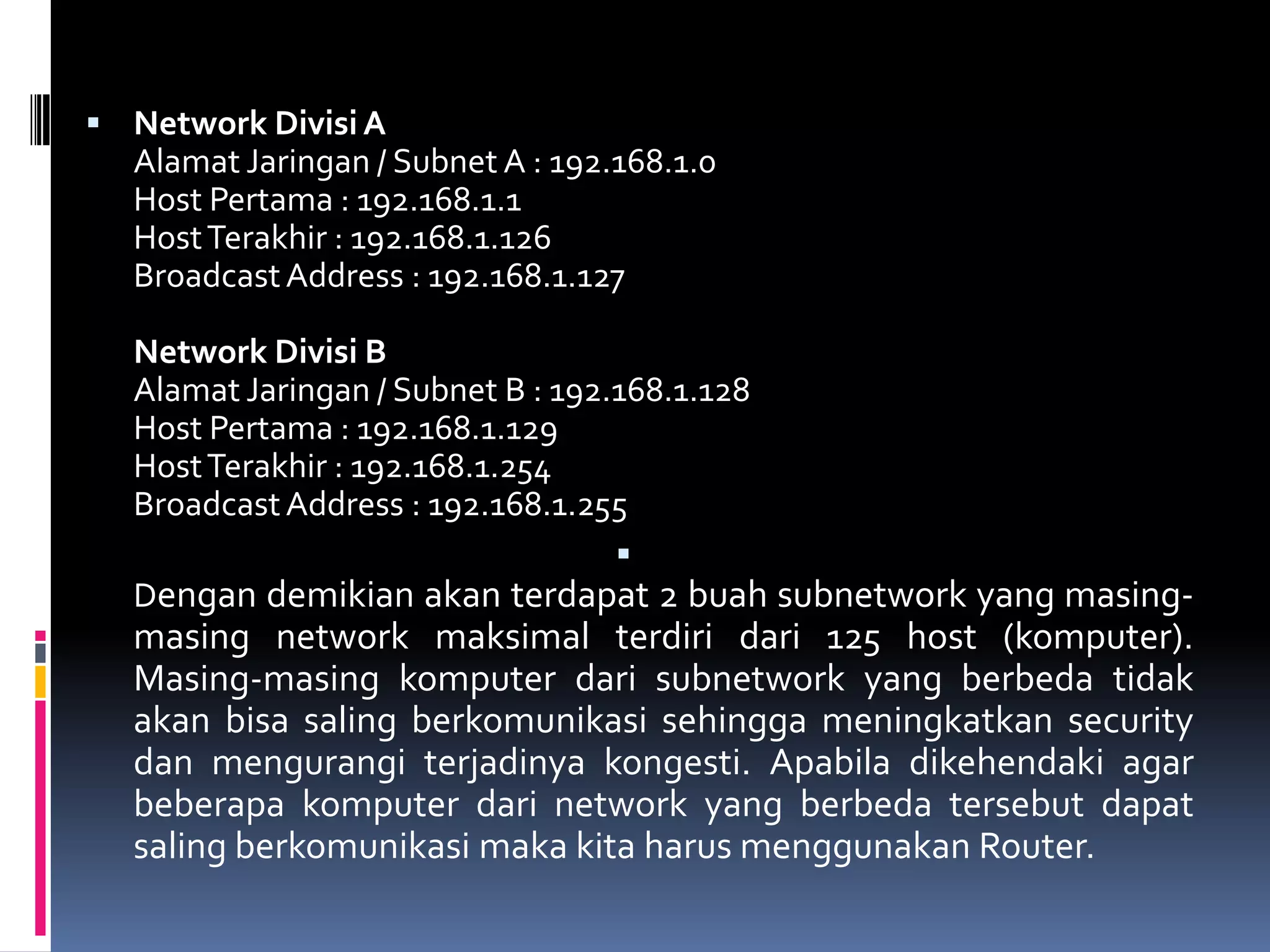 Osi 7 layer dan subnetting | PPTX