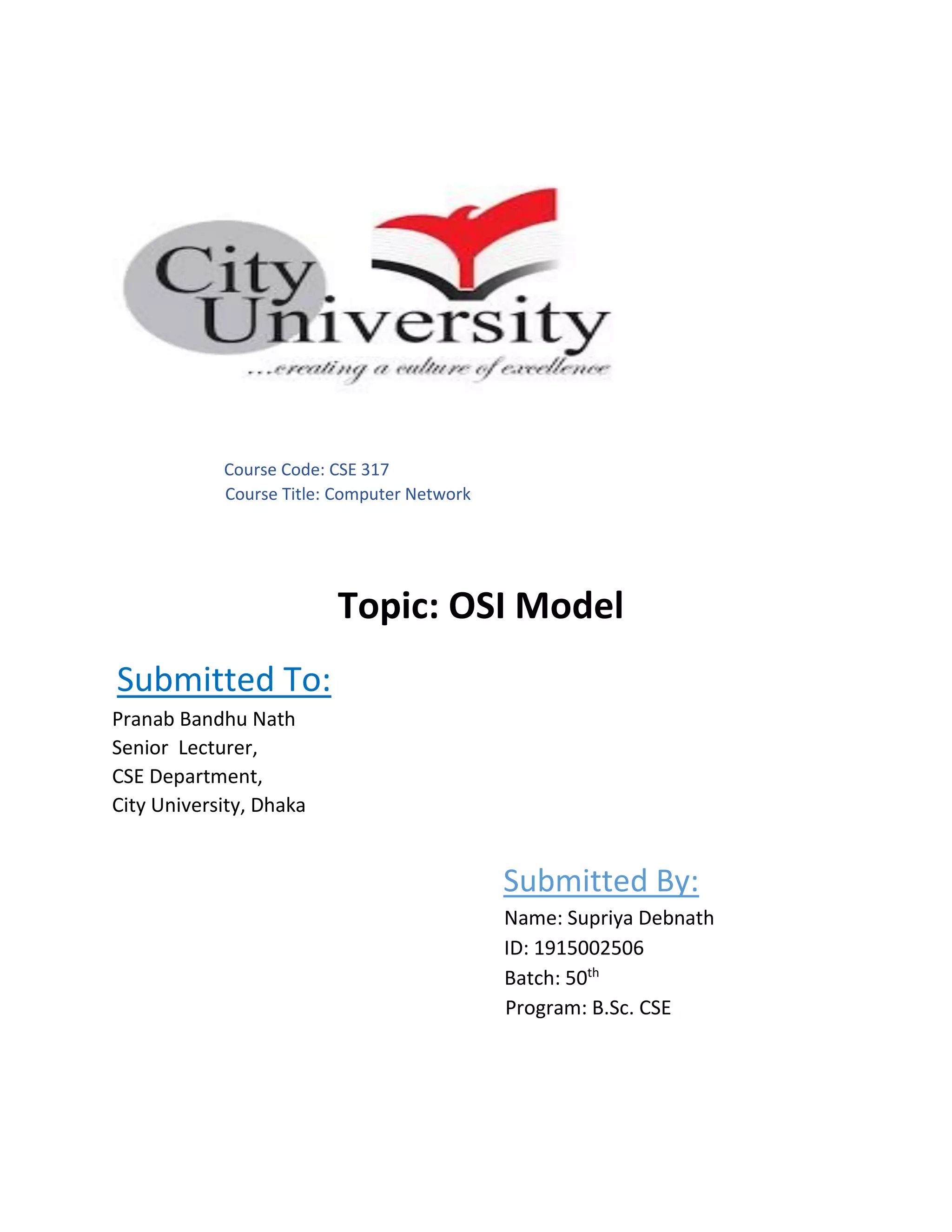 Osi model | PDF | Computer Networking | Computing