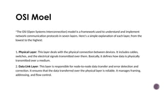 osi model and its seven layers.pptx, its functions and uses | PPT