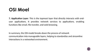 osi model and its seven layers.pptx, its functions and uses | PPT