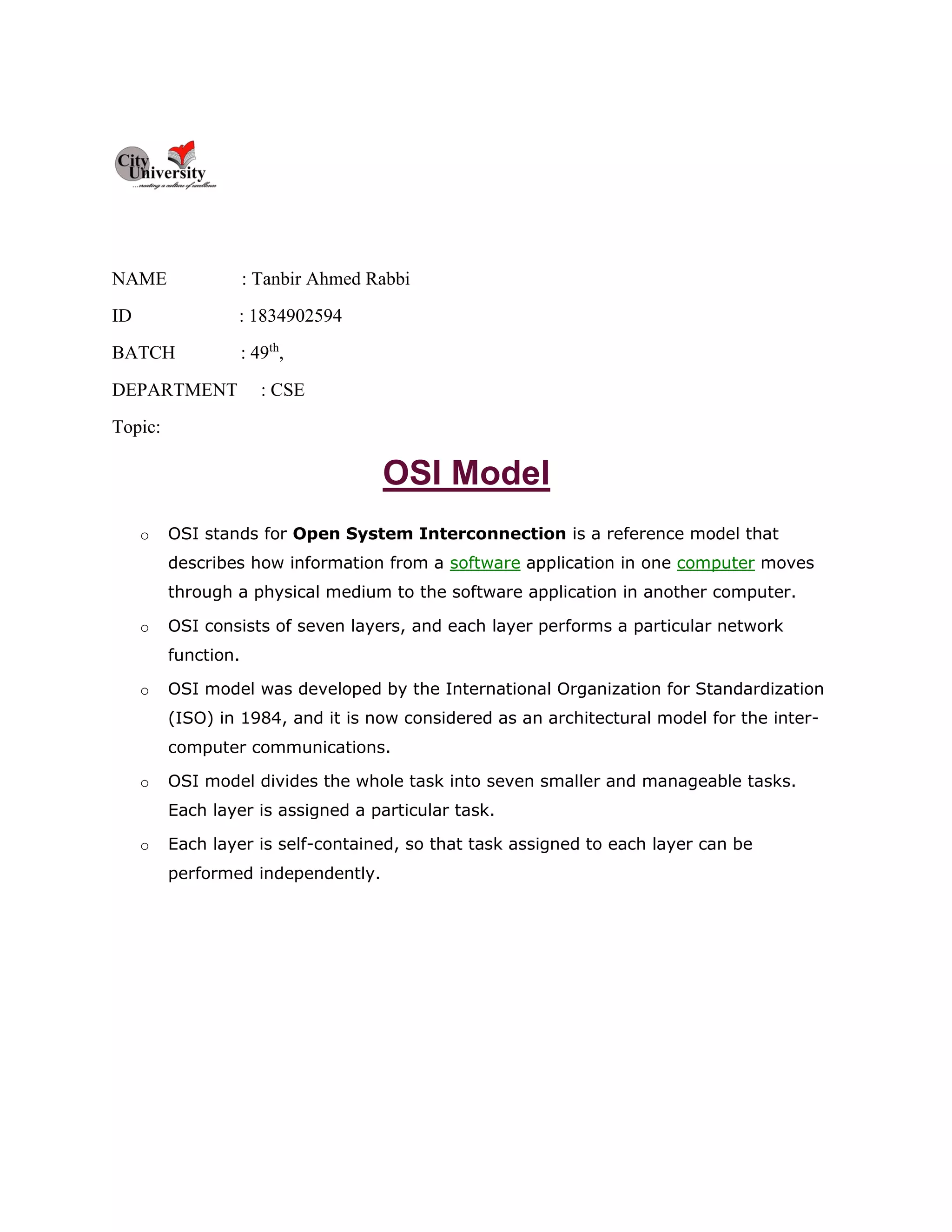Osi model | PDF