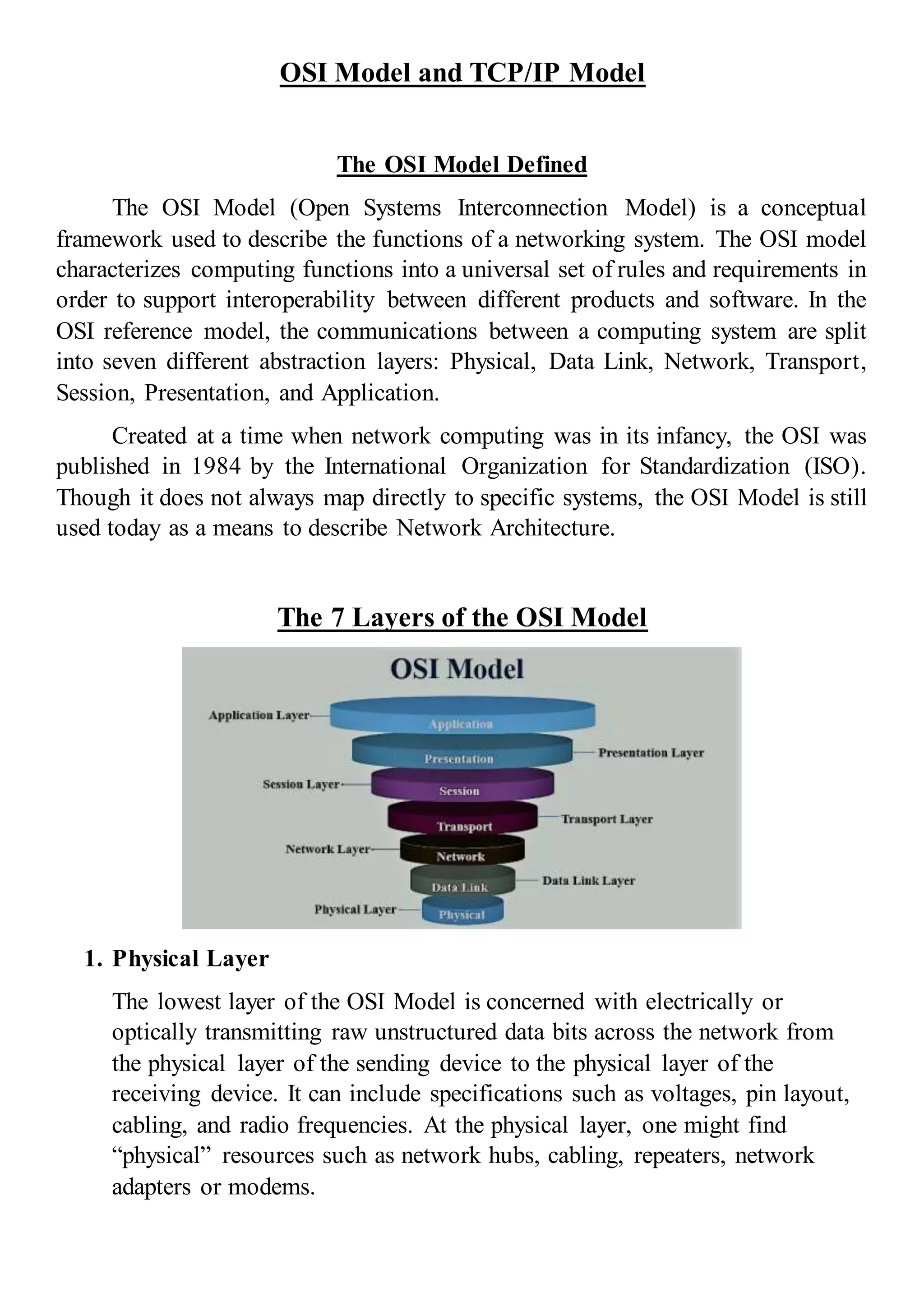 Osi model and tcpip model. | DOCX
