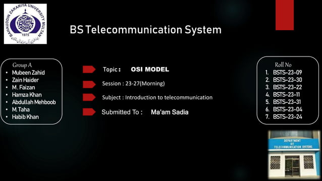 OSI Model Presentation(Data communication) | PPTX | Computer Networking | Computing