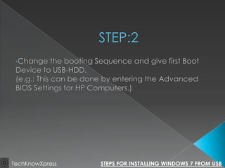 Windows 7 installation steps | PPTX