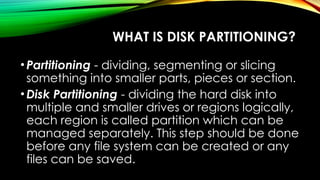 OS Installation with Disk partitioningppt.pptx | Operating Systems | Computer Software and ...