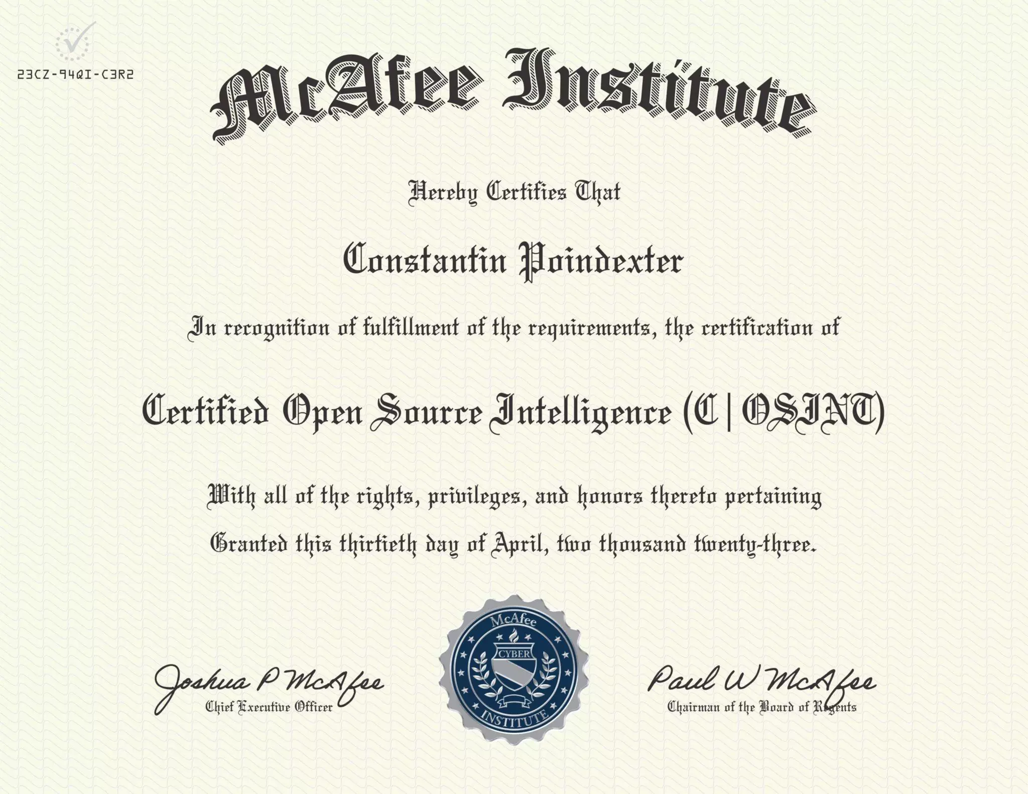 OSINT Certificate | PDF