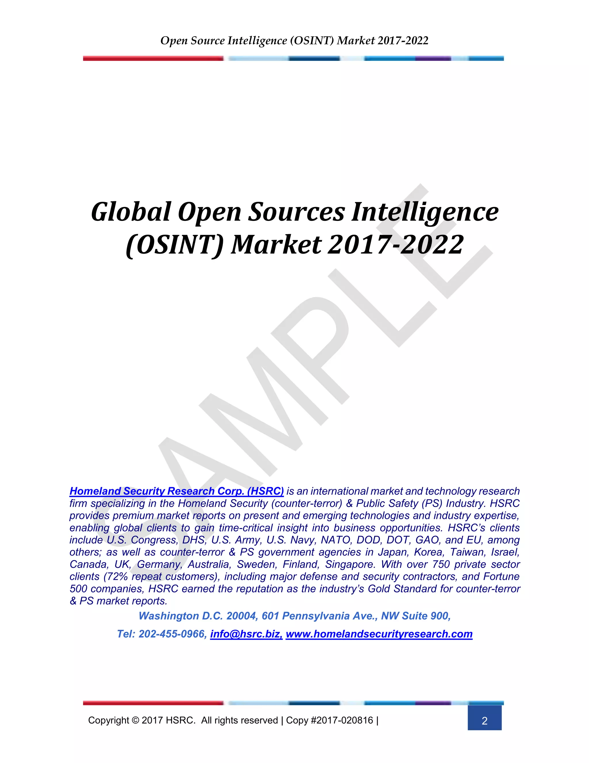 OSINT (Open Source Intelligence) Market - 2017 2022 - Sample Report | PDF