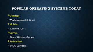 OS Introduction Operating systems Processes and concepts | PPT