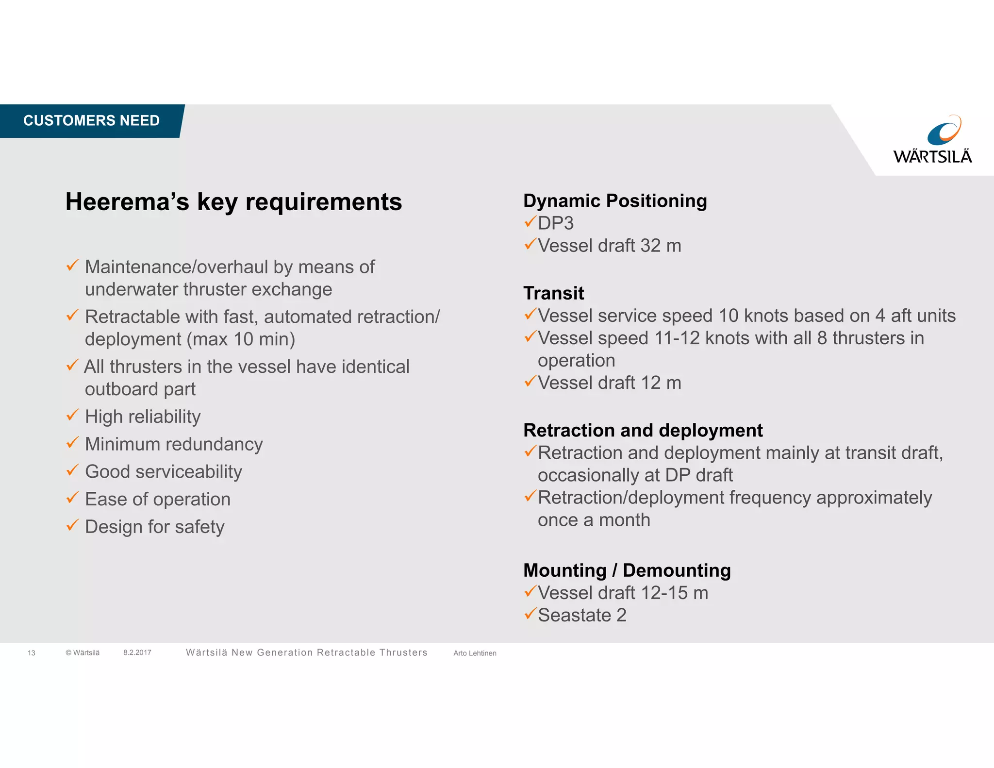 Wärtsilä New Generation Rectractable Thrusters | PDF