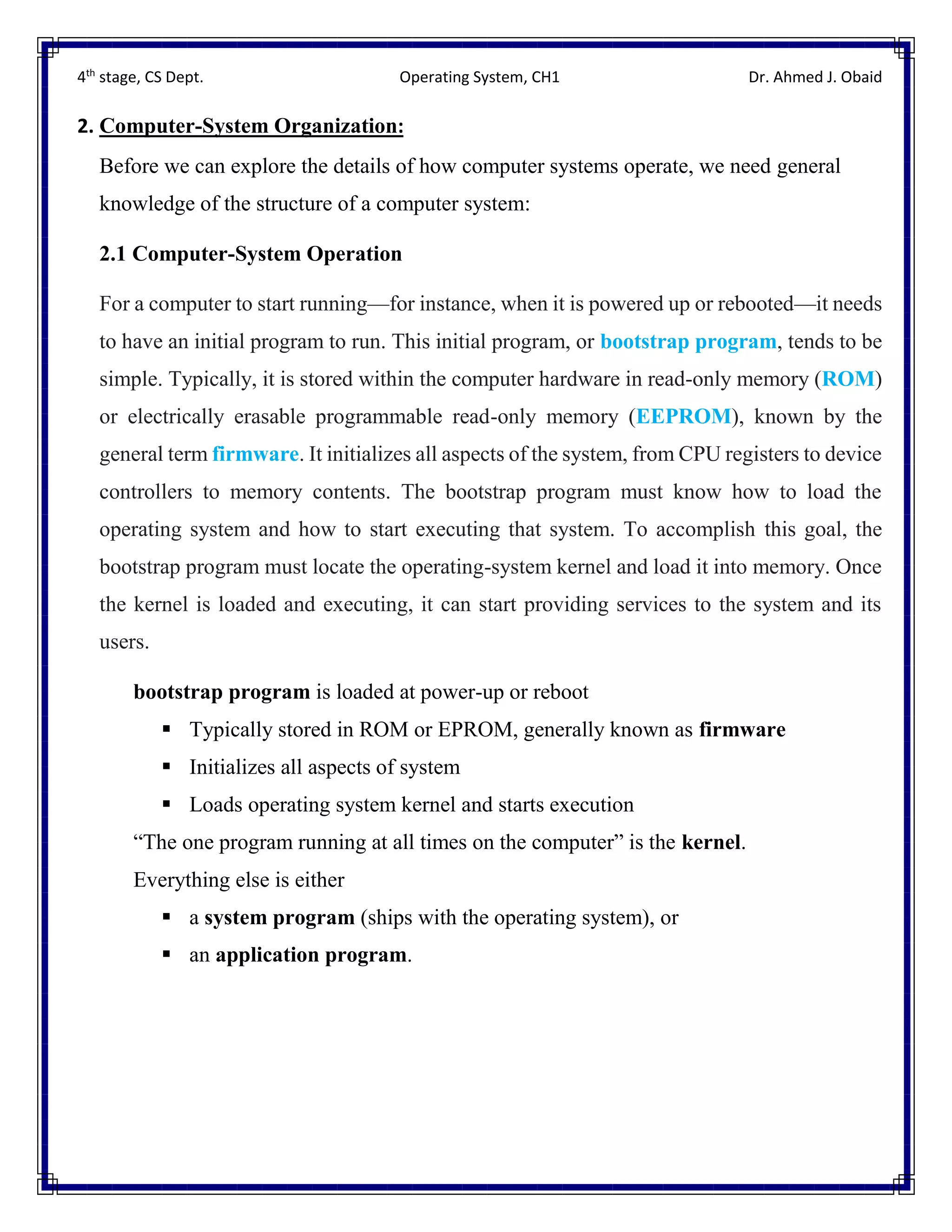 Operating System Lecture 1 | PDF | Operating Systems | Computer ...