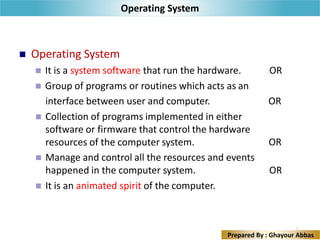 CSI-503 - 1. Introduction to Operating system | PPT
