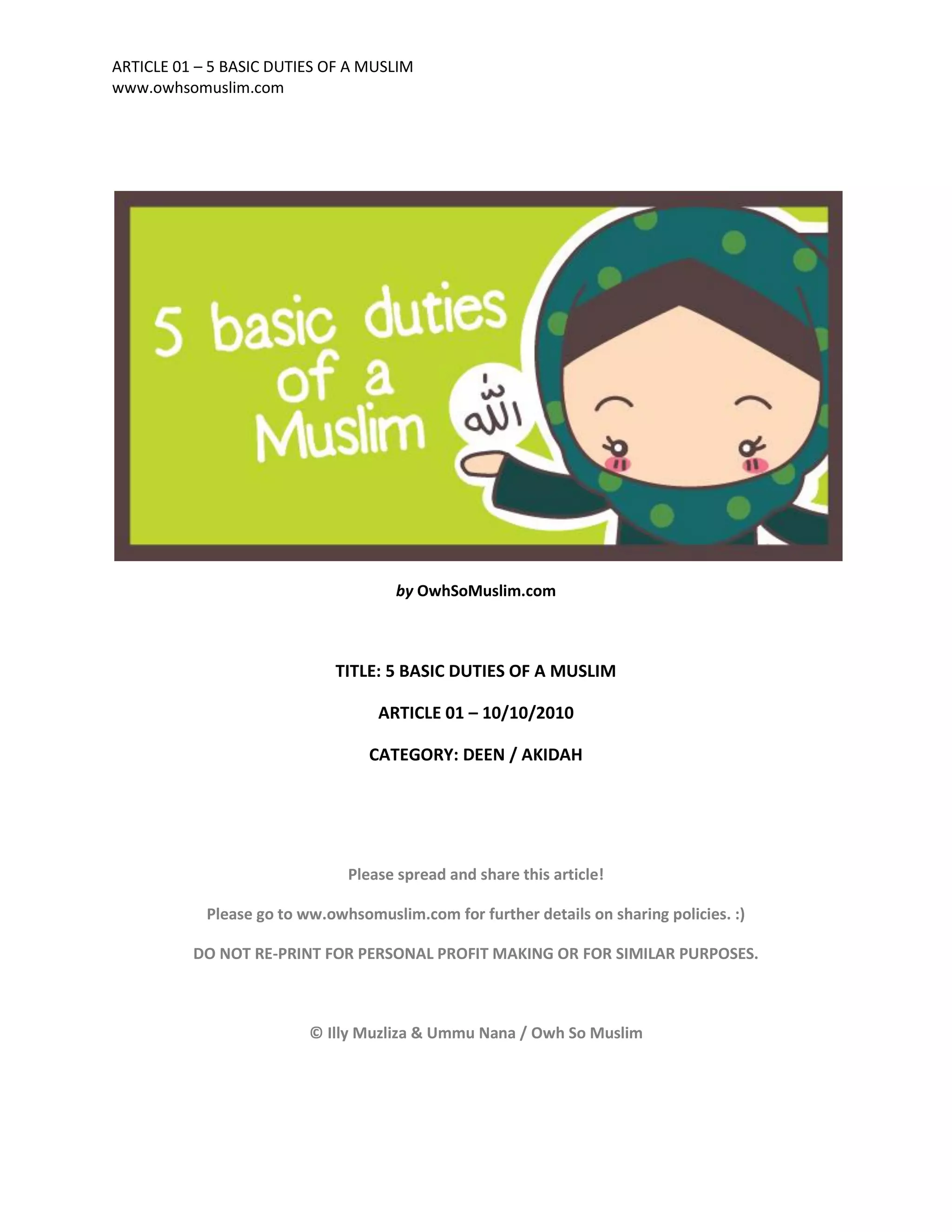 Osm01 5-basic-duties-of-a-muslim | PDF