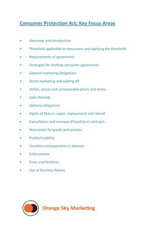 Osm consumer protection act topics | PDF