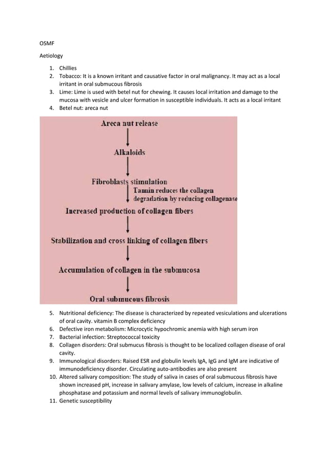 OSMF Oral Sub mucous Fibrosis -Oral Medicine | DOCX