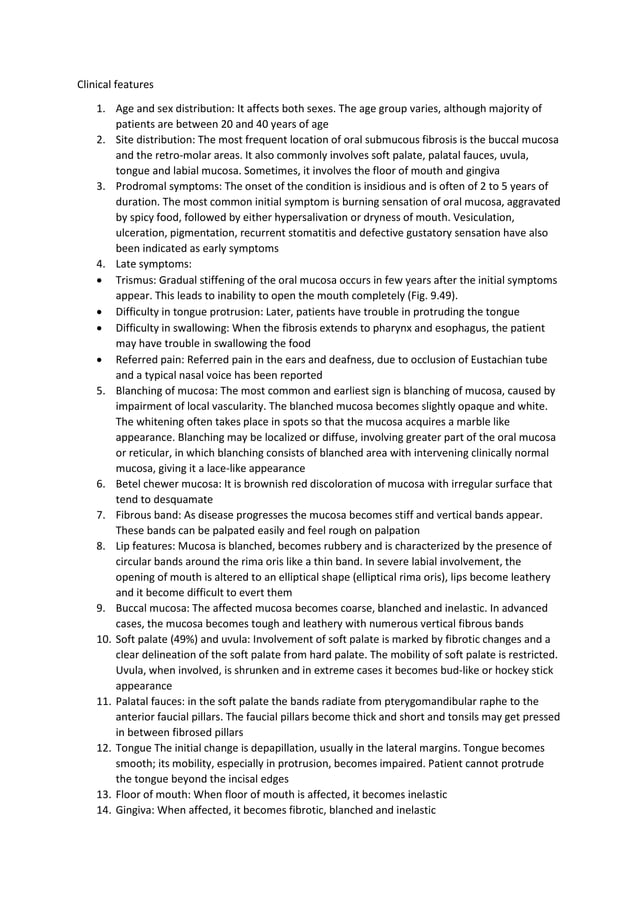 OSMF Oral Sub mucous Fibrosis -Oral Medicine | DOCX