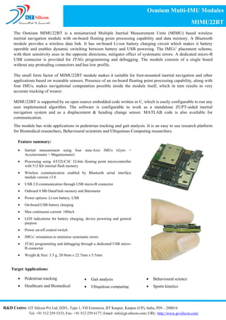 Osmium MIMU22BT: A Micro Wireless Multi-IMU (MIMU) Inertial Navigation Module | PDF | Computer ...