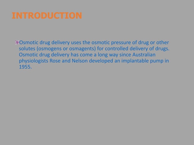 Osmotic drug delivery system | PPT