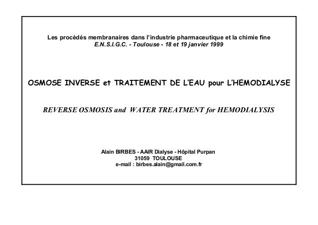 traitement des eaux par osmose inverse pdf
