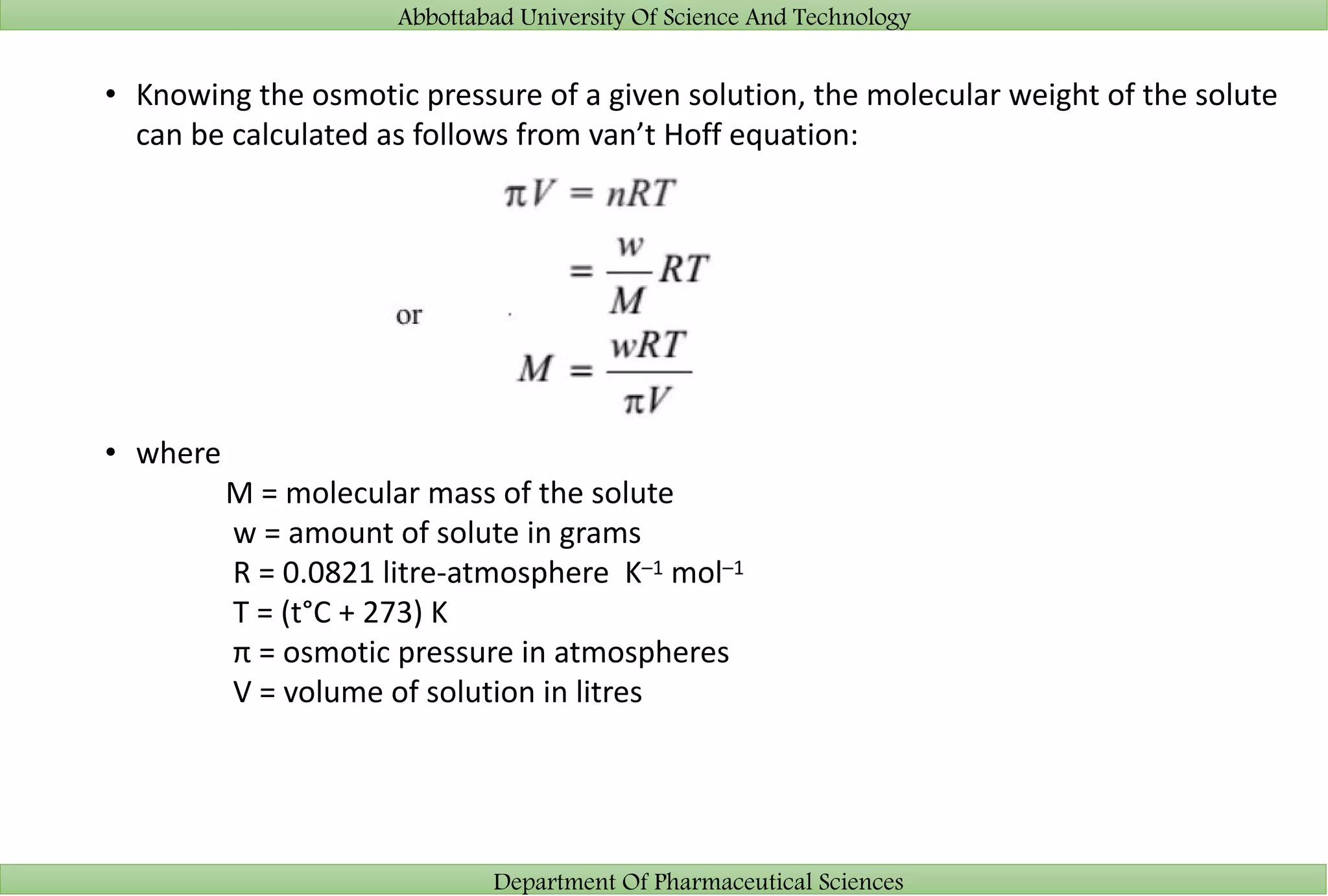 Osmosis, osmotic pressure, laws of osmotic pressure and theories of osmosis presentation lecture ...