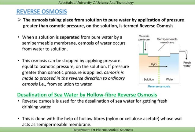 Osmosis, osmotic pressure, laws of osmotic pressure and theories of osmosis presentation lecture ...