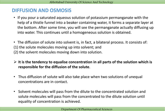 Osmosis, osmotic pressure, laws of osmotic pressure and theories of osmosis presentation lecture ...
