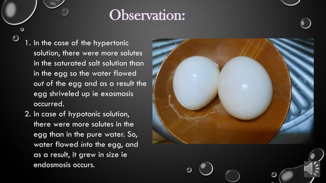 endosmosis and exosmosis as shown by an eggshell.pptx | Chemistry | Science