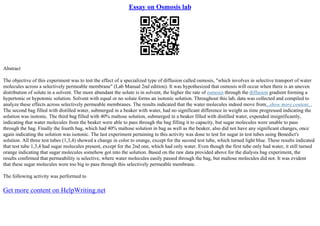 Osmosis In Red Onion Cells | PDF