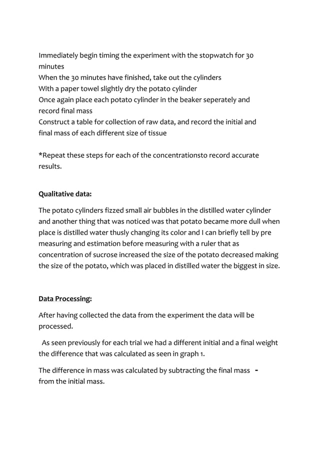 Osmosis lab report | DOCX | Chemistry | Science