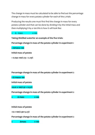 Osmosis In Potatoes Lab Report