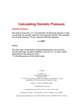 Osmotic Pressure Equation Units