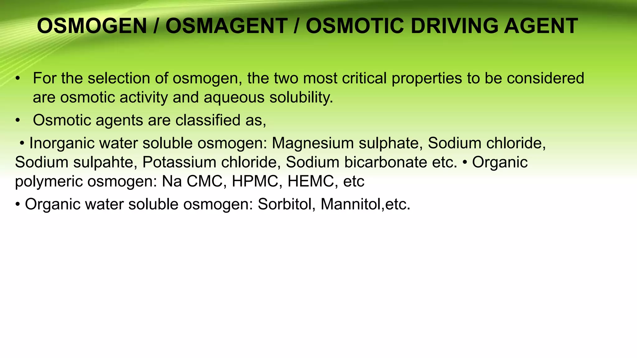 Osmotic Pressure Controled Drug Delivery System | PPTX