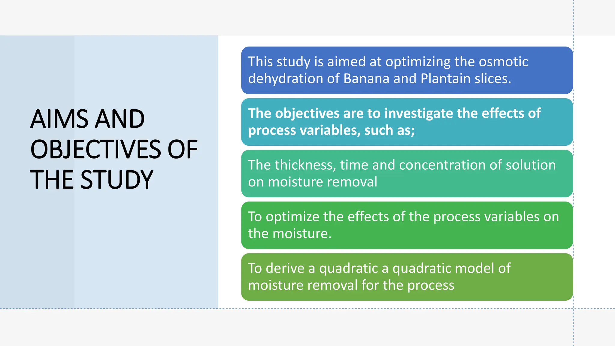 Osmotic dehydration of musca paradisica using response surface ...