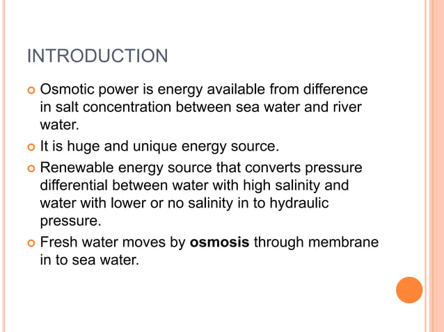 Osmotic Power | PPTX | Chemistry | Science