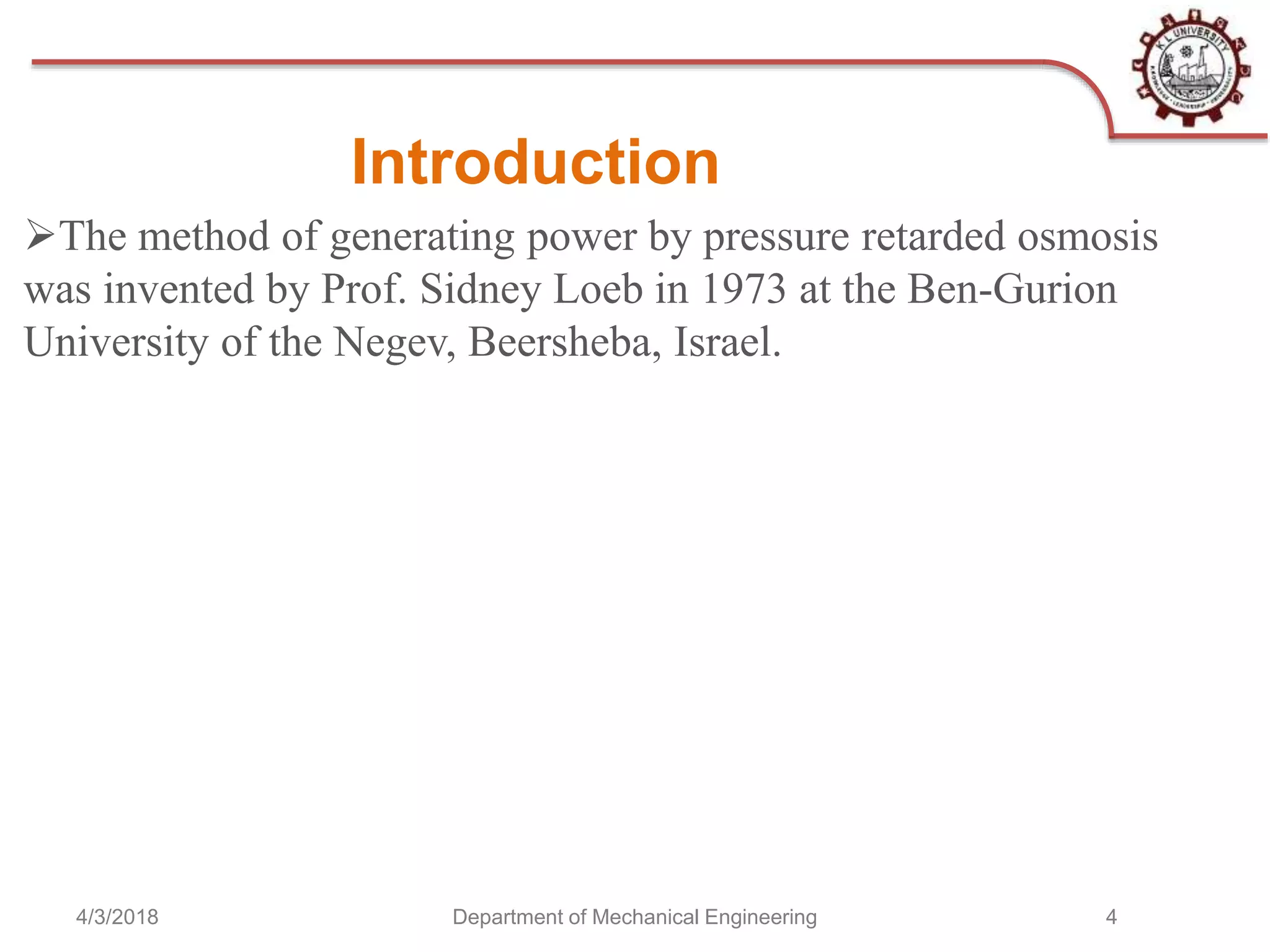 Osmotic power generation | PPTX