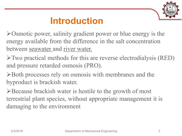 Osmotic power generation | PPT
